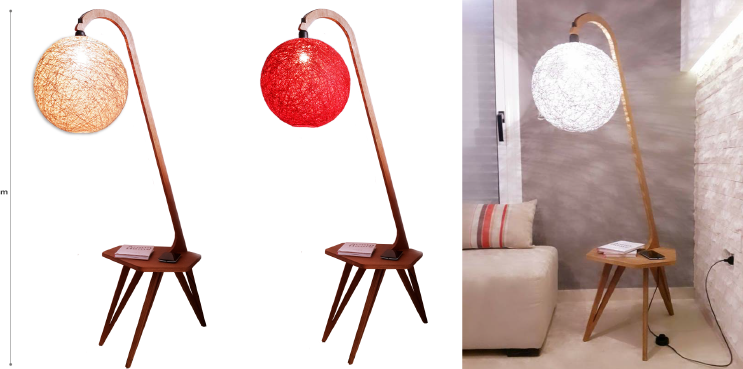 Lampadaire avec Table & Boule couleur au choix - ARmin Home