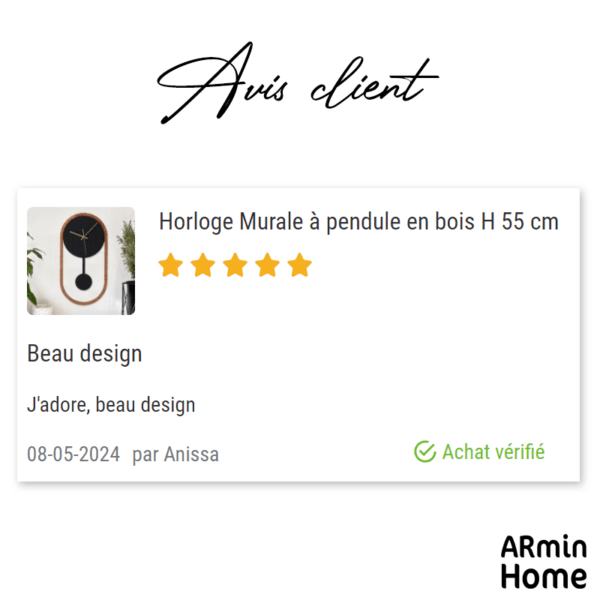 Horloge Murale à pendule en Bois - ARmin Home